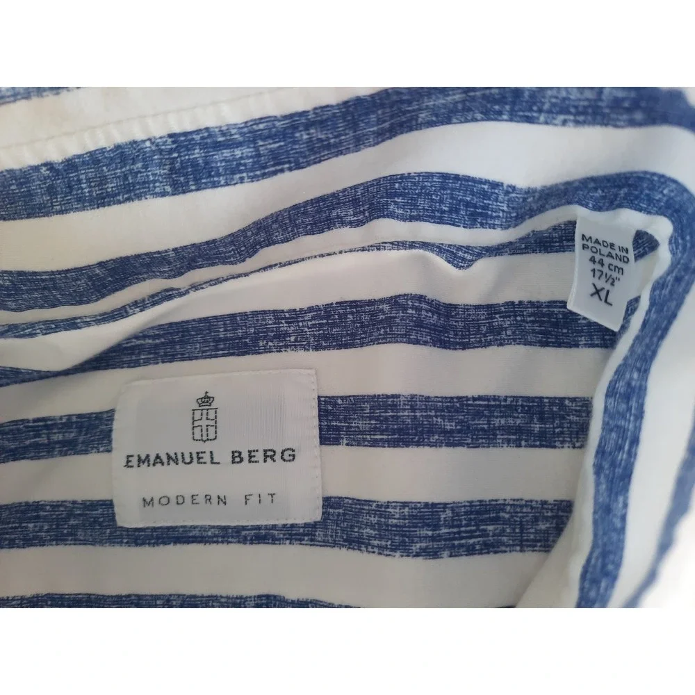 Emanuel Berg | Tops | Emanuel Berg Men Striped Button Down Shirt Modern ...